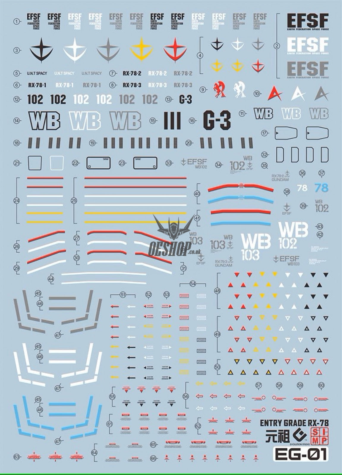 EVO E-EG01 EG RX-78-2 Gundam UV Evolution Studio Decals – Hobby Academia